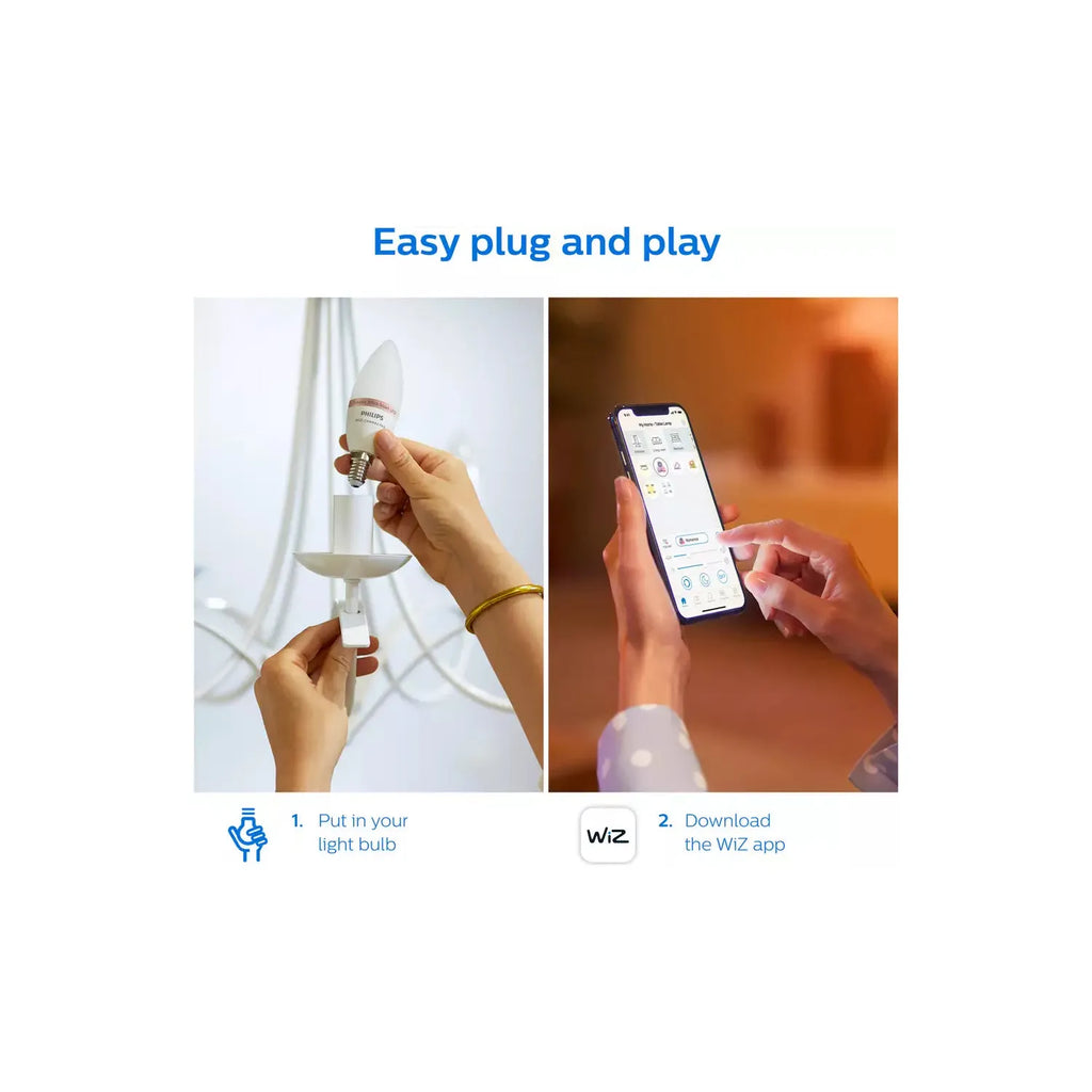 Philips WiZ E14 Colour Smart LED Wi-Fi Candle Bulbs - 2 Pack | Gadcet UK LED Light Bulbs £19.99 ...