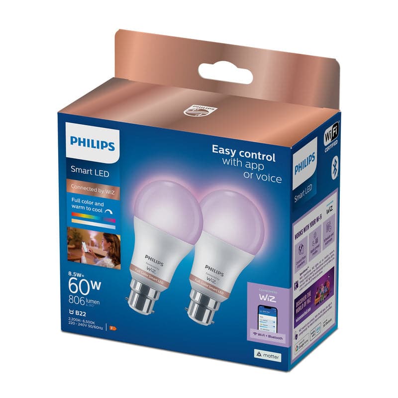 Philips Smart Led Full Colour 60W B22 Twin Pack | Gadcet UK Electronics ...