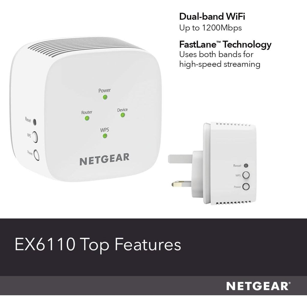 NETGEAR EX6110 WiFi Range Extender Booster – 1.2 Gbps, Compact Design ...