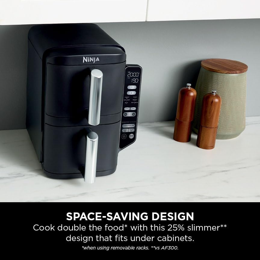 Ninja Double Stack Air Fryer SL300UK - Vertical Dual Drawer, 4 Cooking ...