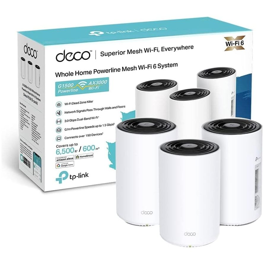 Deco PX50 AX3000 + G1500 Whole Home Powerline Mesh Wi-Fi 6 System, Dual ...