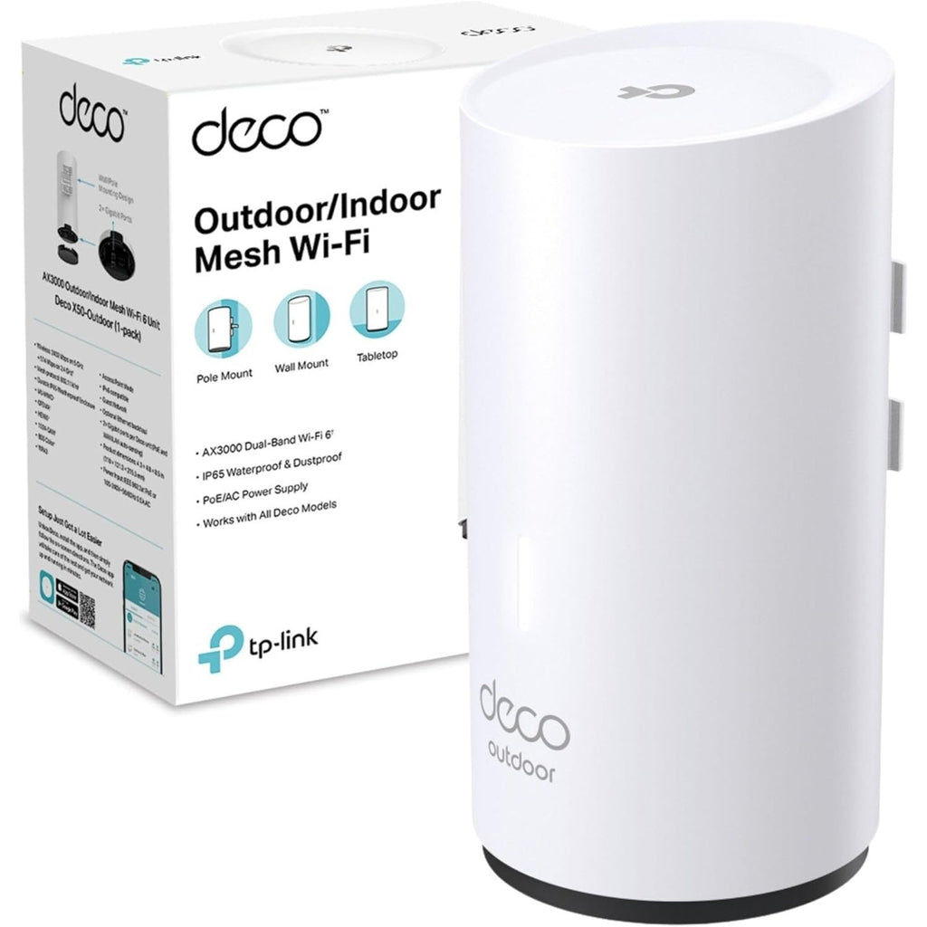 TP-Link Deco X50 Outdoor/Indoor Wi-Fi 6 Mesh Unit, IP65-Rated, Dual ...