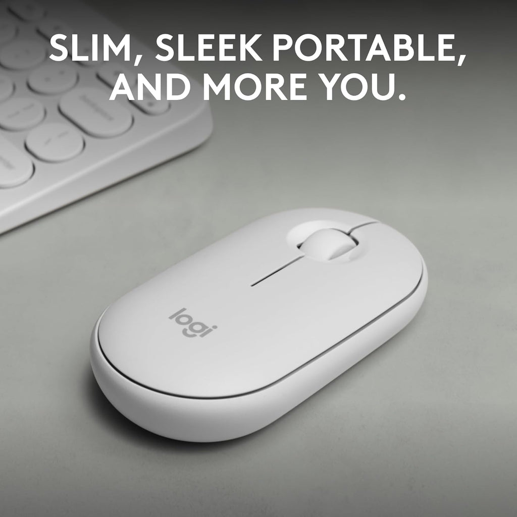 Logitech Pebble Mouse 2 M350s – Slim Bluetooth Wireless Mouse, White ...