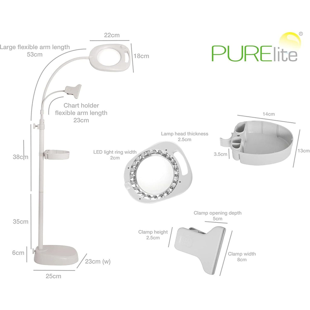 Purelite 4-in-1 Crafters Magnifying Lamp, White, 26x26x150 cm– Gadcet UK