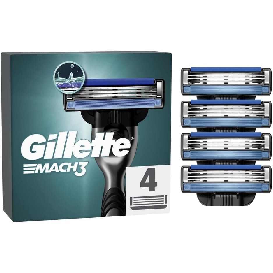 Gillette Mach3 Razor Blades Men, Pack of 4 Razor Blade Refills, Upgrad ...