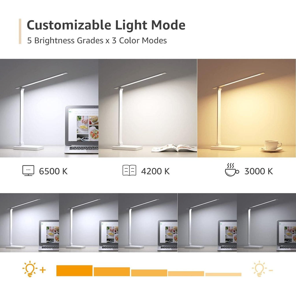 Lepro LED Desk Lamp - 9W Dimmable Eye-Caring Table Light, 5 Brightness ...