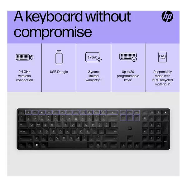 HP 450 Programmable Wireless Keyboard [Black] | Gadcet UK Keyboard £44. ...