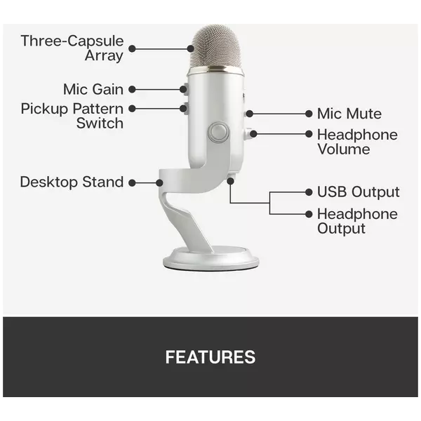 BLUE Yeti USB Streaming Microphone - Silver– Gadcet UK