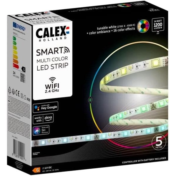Calex Smart LED Strip 10M, 34W, 2400lm, Multi-Colour, Wi-Fi 2.4GHz ...