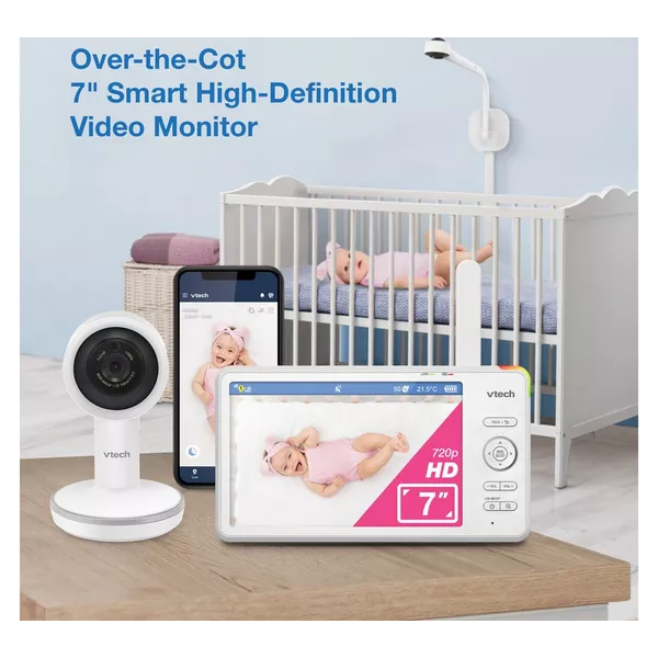 VTECH RM7787HD 7" Full HD Over-The-Cot WiFi Baby Monitor - White ...