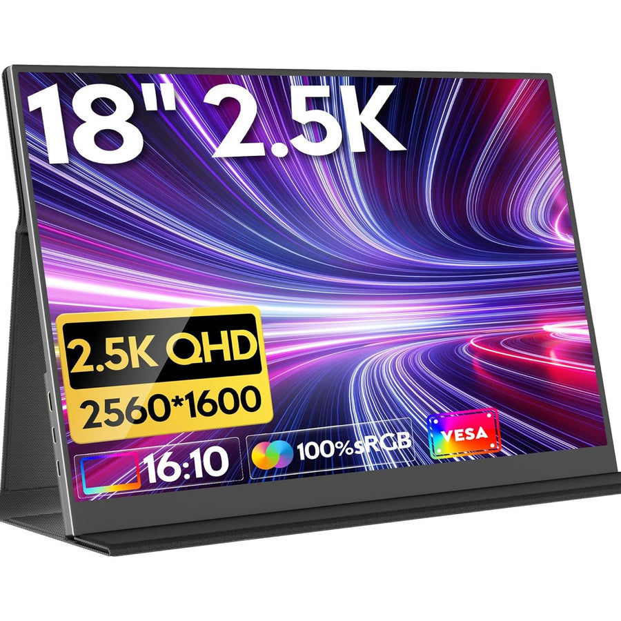 HONGO Portable Monitor 2.5K 18" 2560x1600P Laptop Monitor Screen IPS Extender Monitor with ...