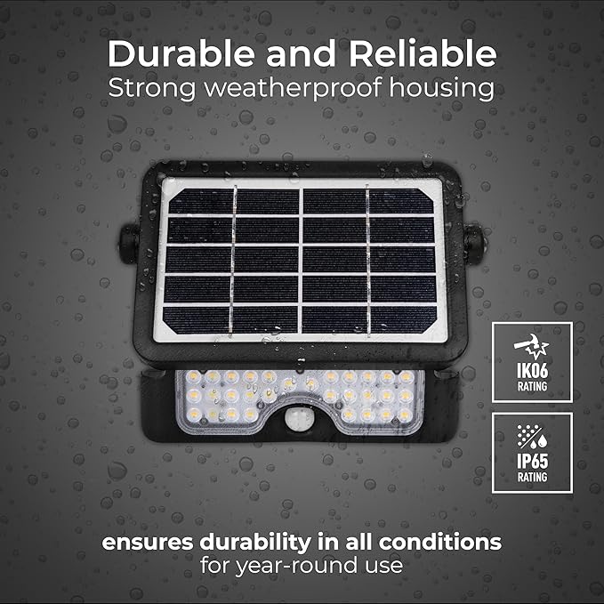 Luceco Solar LED Floodlight with PIR – 5W, 550lm, IP65, Adjustable ...