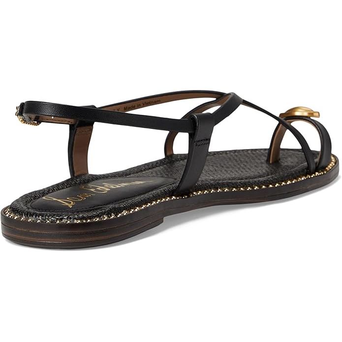 Sam Edelman Tenly Toe Strap Sandal BLACK COGNAC LEATHER - Size 4– Gadcet UK