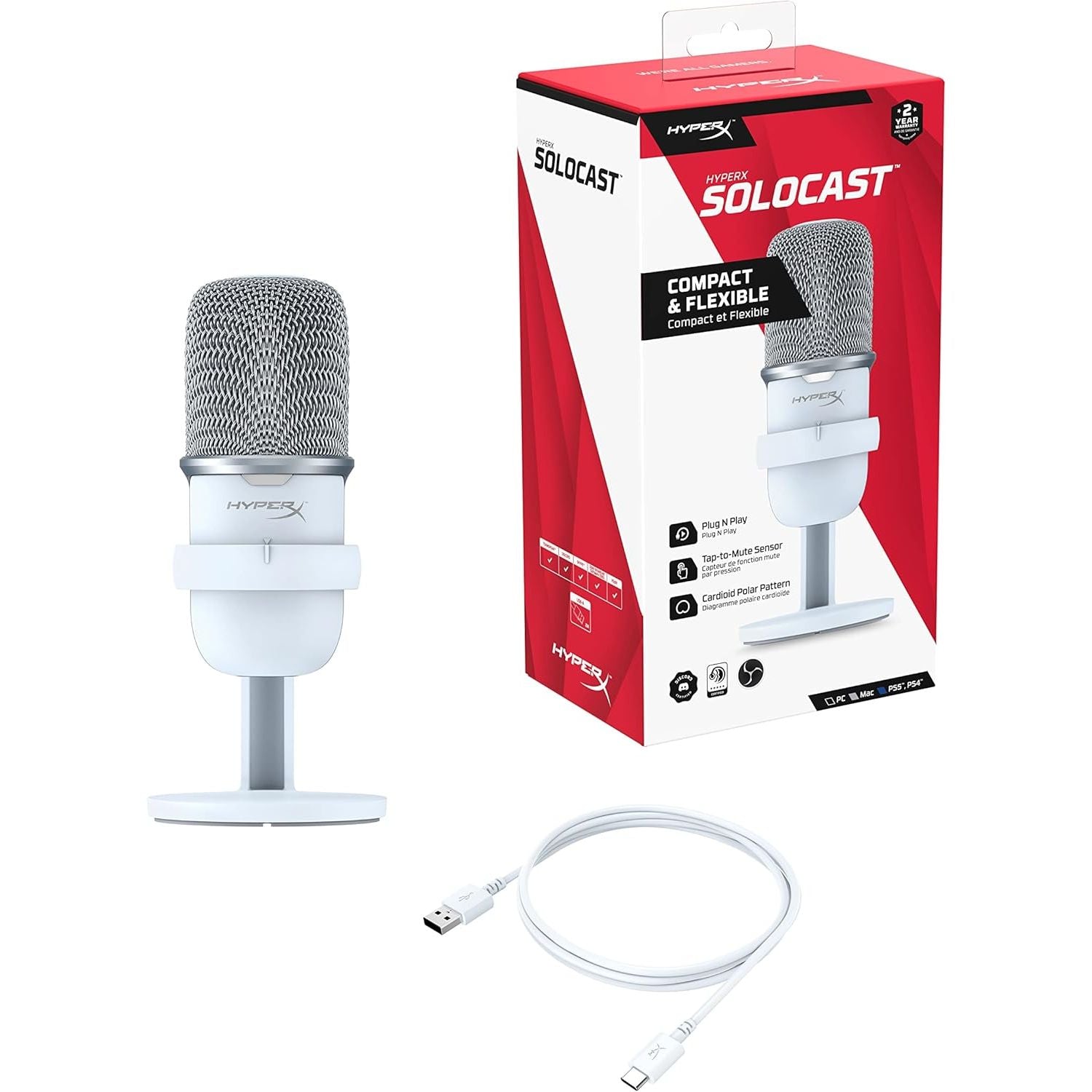 HyperX SoloCast – USB Condenser Gaming Microphone, for PC, PS5, PS4, a ...