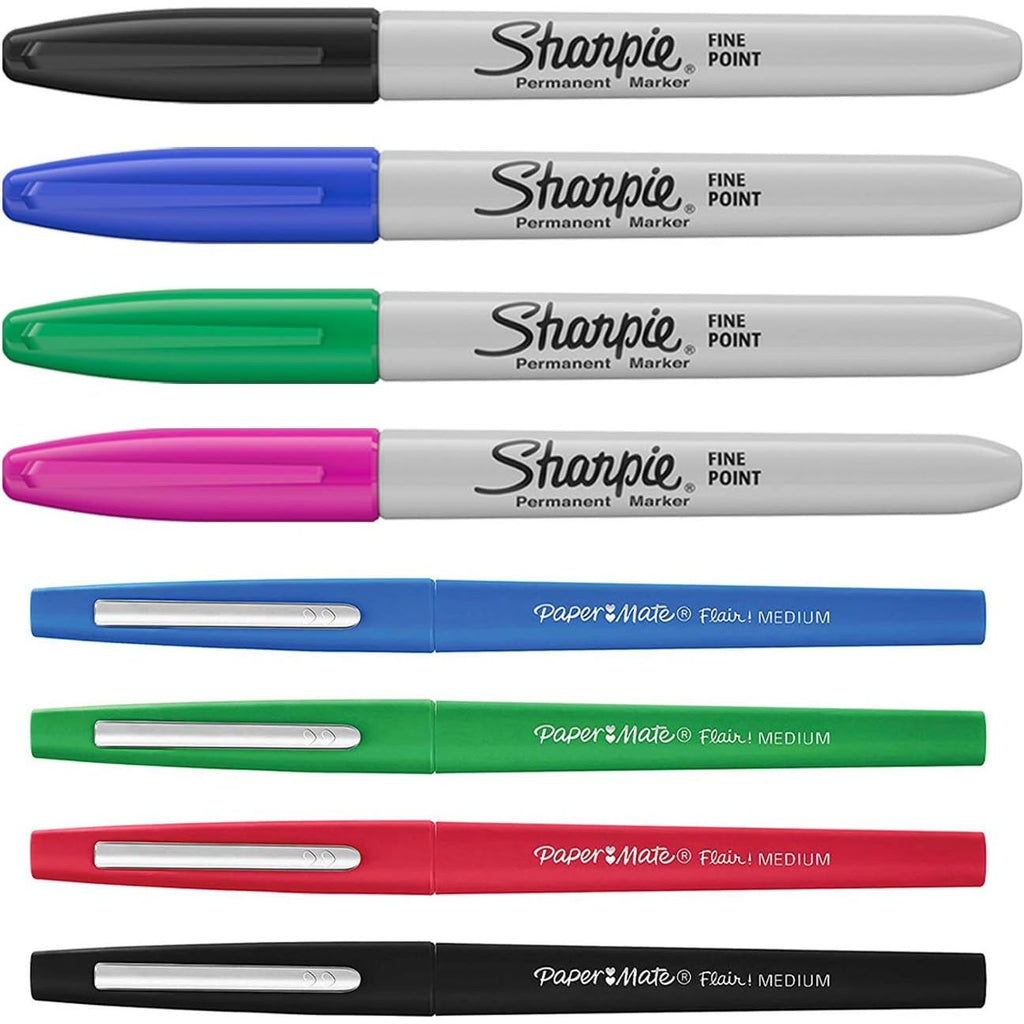 Sharpie Permanent Marker & Paper Mate Flair Pen Set – Assorted Colours ...