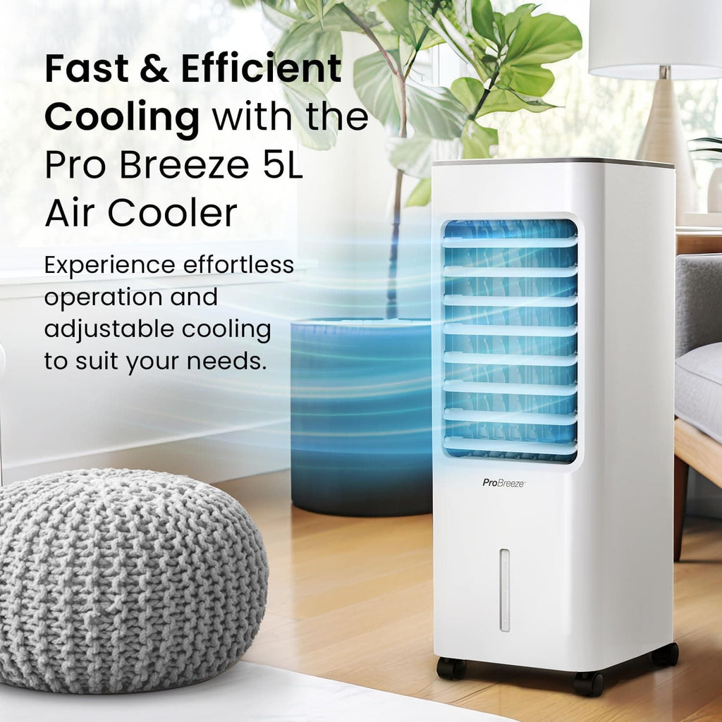 Pro Breeze 4-in-1 Portable Air Cooler - 5L Capacity, 3 Speeds, Evapora ...