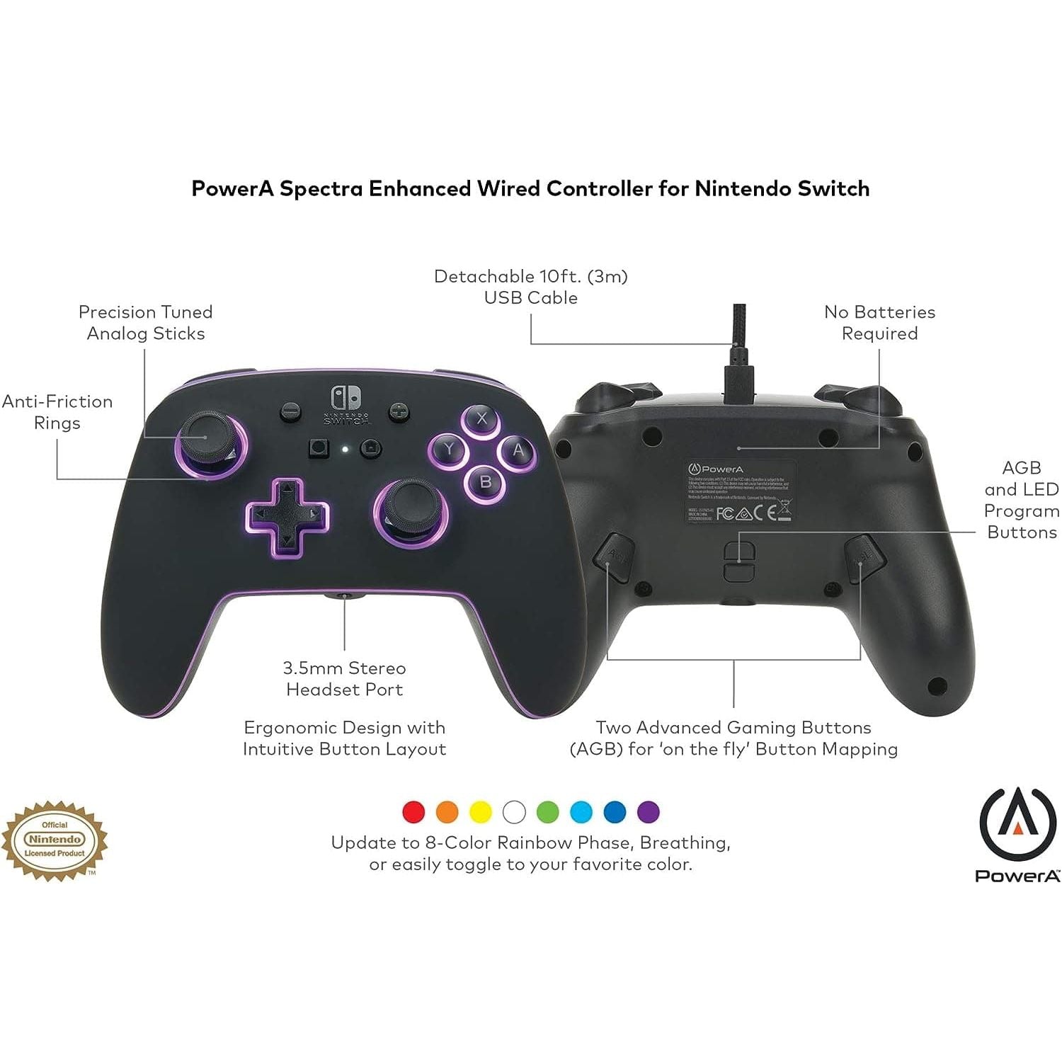 PowerA Spectra Enhanced Wired Controller for Nintendo Switch, Light-Up ...