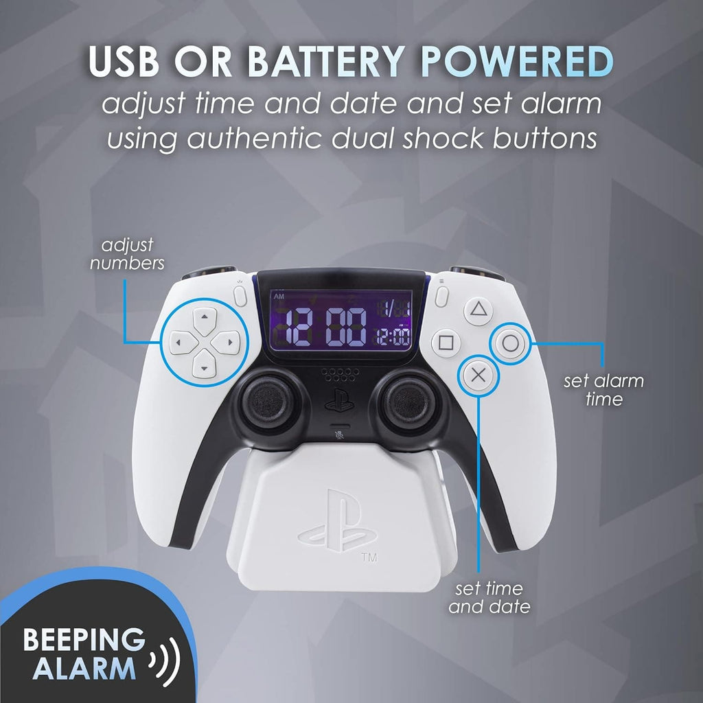 PlayStation (PS5) Alarm Clock - White | Gadcet UK Game Controllers £24. ...