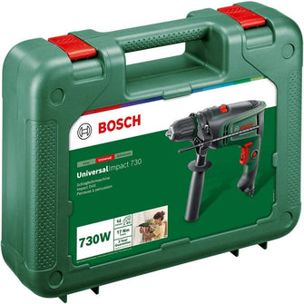Bosch UniversalImpact 730 Electric Hammer Drill - Precision Drilling in Masonry, Wood, Steel ...