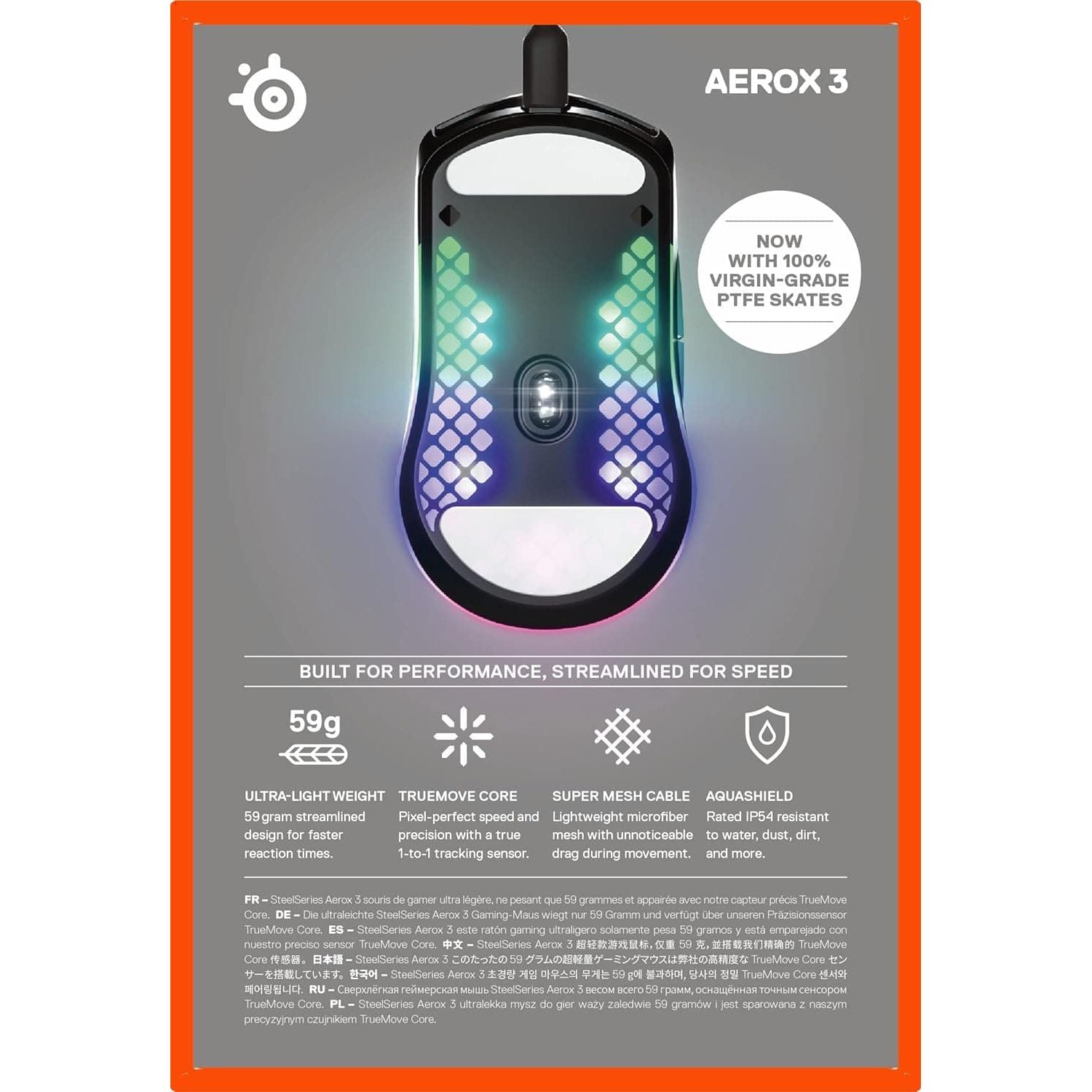SteelSeries Aerox 3 RGB Gaming Mouse – Onyx (Ultra-Lightweight, Water ...