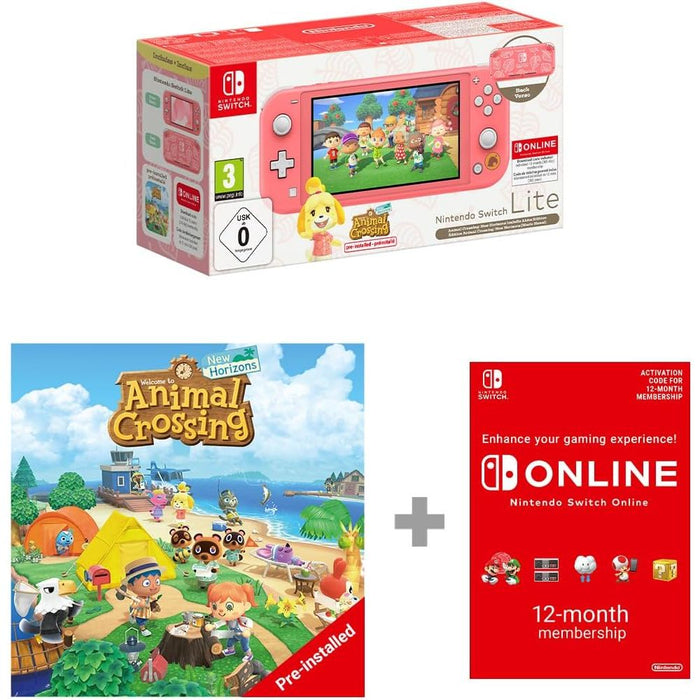 Nintendo Switch Lite Coral (Isabelle Aloha Edition) + Animal Crossing ...