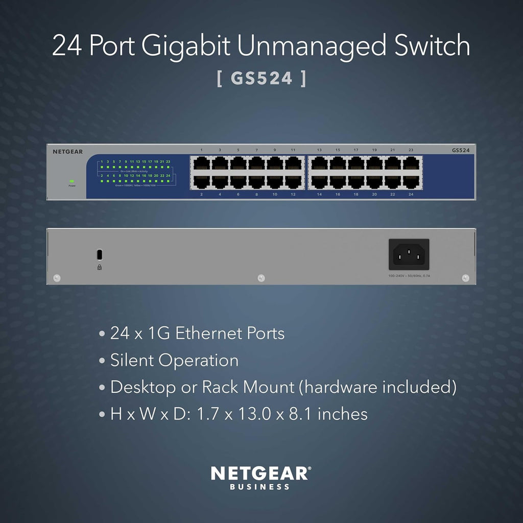 NETGEAR 24-Port Gigabit Ethernet Unmanaged Network Switch (GS524 ...