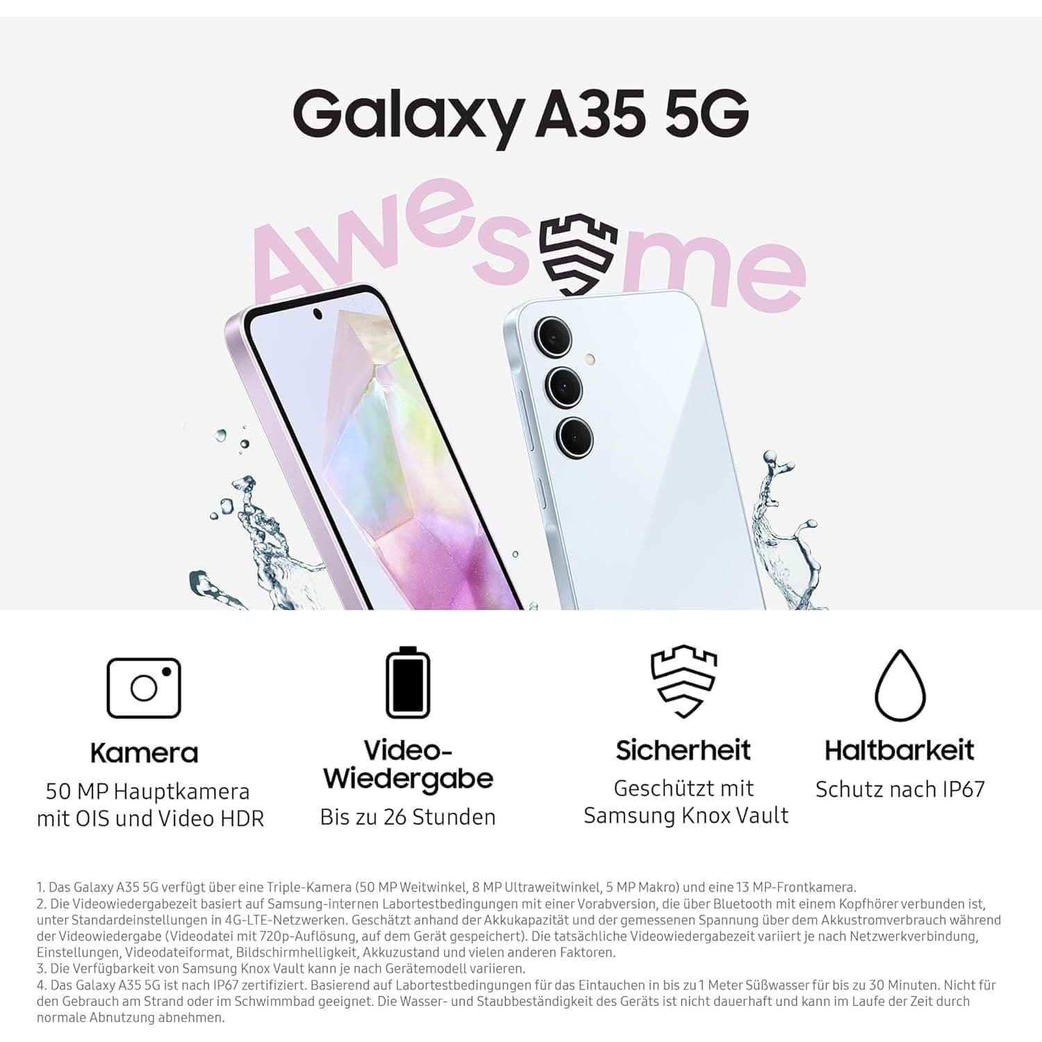 Samsung Galaxy A35 5G - 128GB Storage, 8GB RAM, Dual SIM, Unlocked, Aw ...