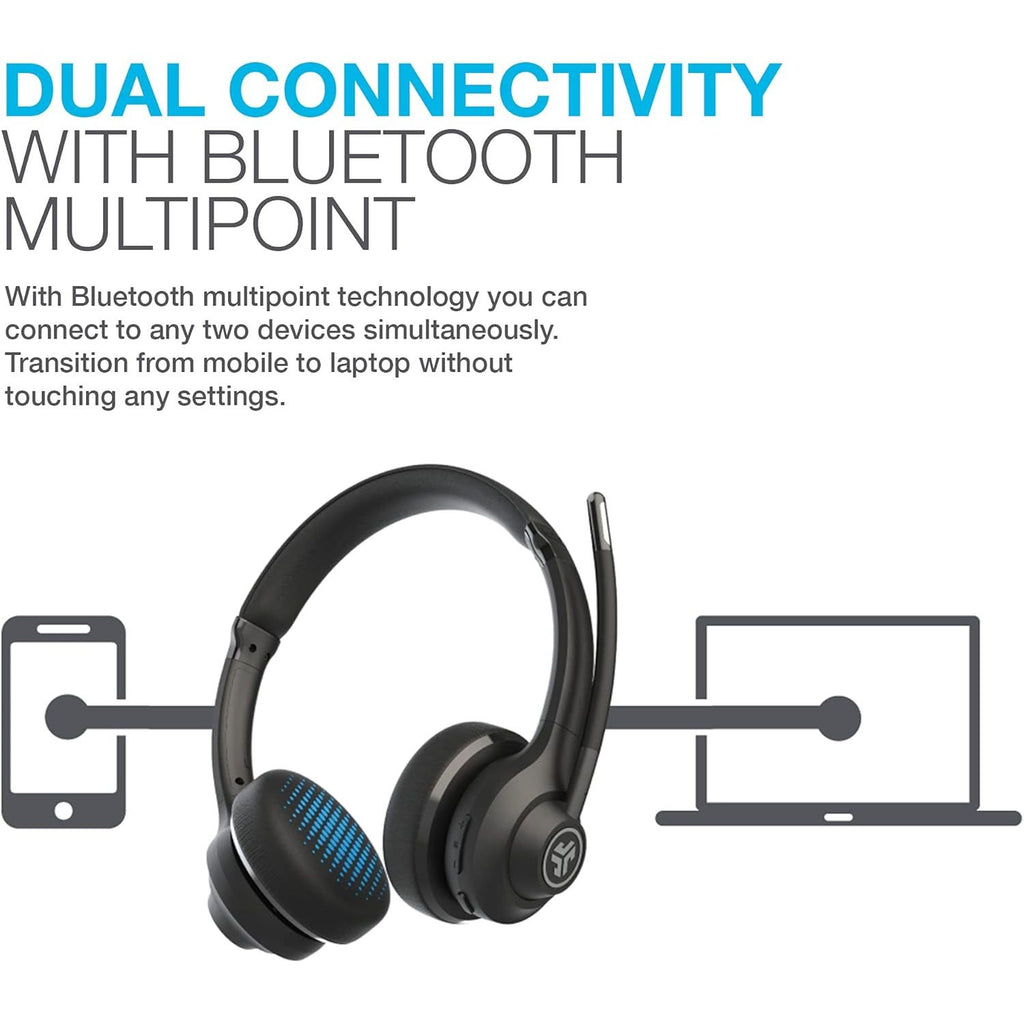 JLab Go Work Wireless Headset with Microphone – 45H Battery, Multipoin ...