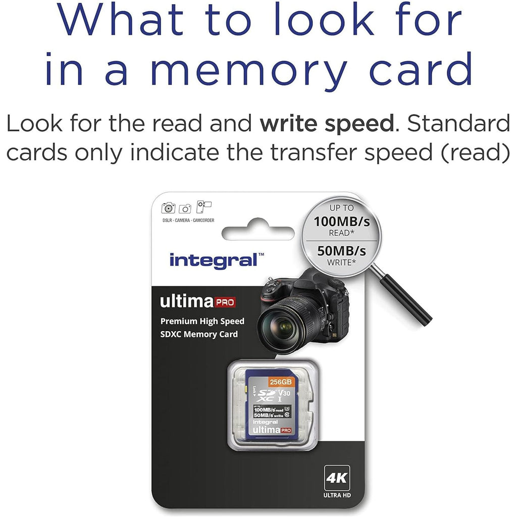 Integral 256GB SD Card 4K Ultra-HD Video Premium High Speed Memory Card ...