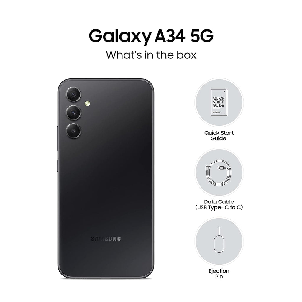 Samsung Galaxy A34 5G (128GB/8GB RAM) – Awesome Graphite: Elite Perfor ...