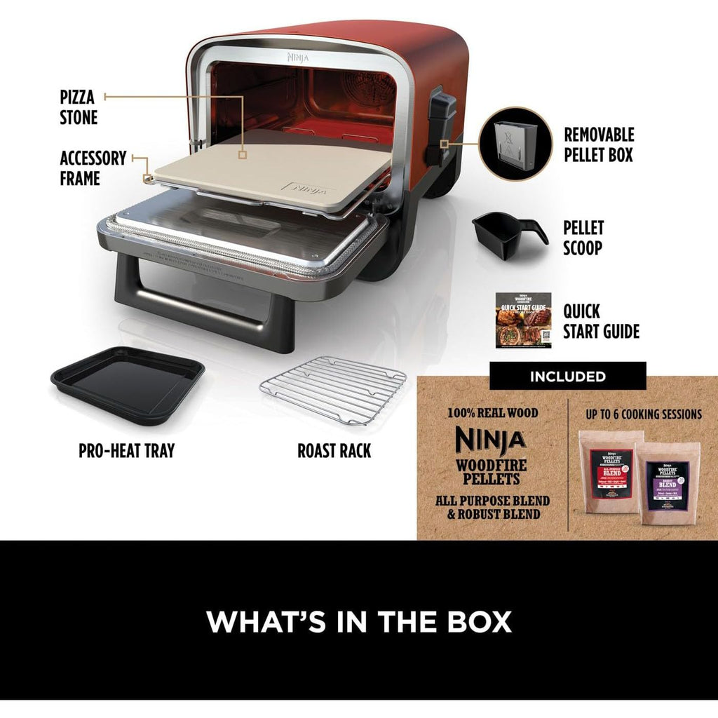 Ninja Woodfire Electric Outdoor Oven – 8‑in‑1 Pizza Oven, High‑Heat Ro ...