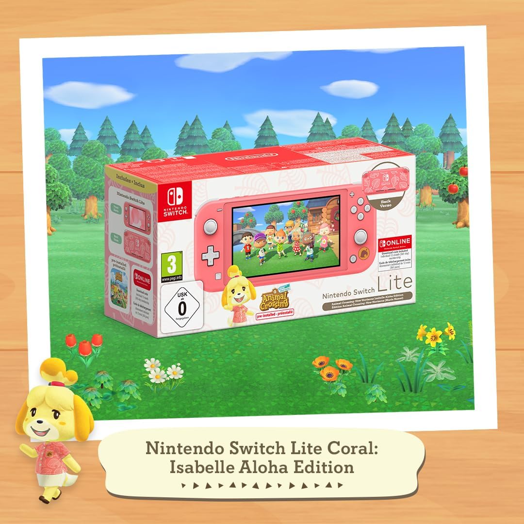 Nintendo Switch Lite Coral (Isabelle Aloha Edition) + Animal Crossing ...