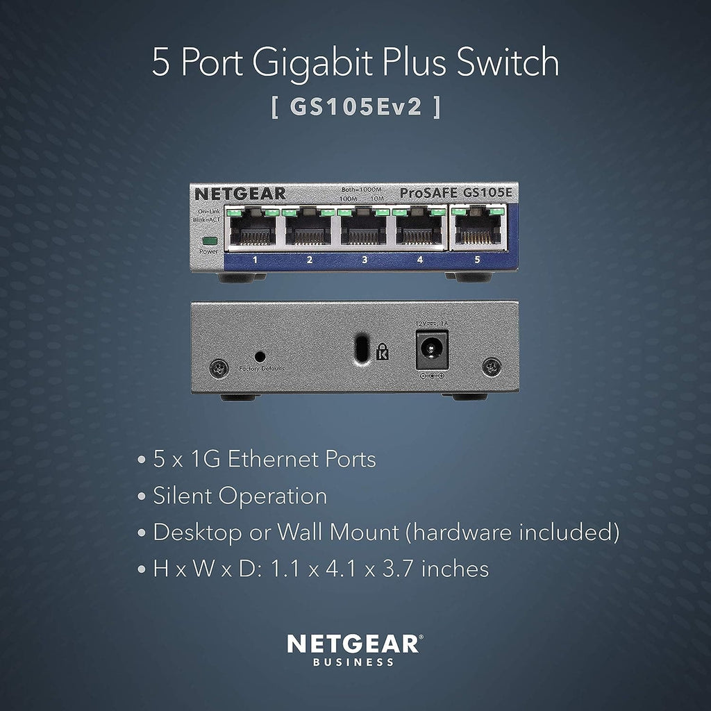 NETGEAR GS105E 5-Port Gigabit Ethernet Managed Network Switch - Plug-a ...