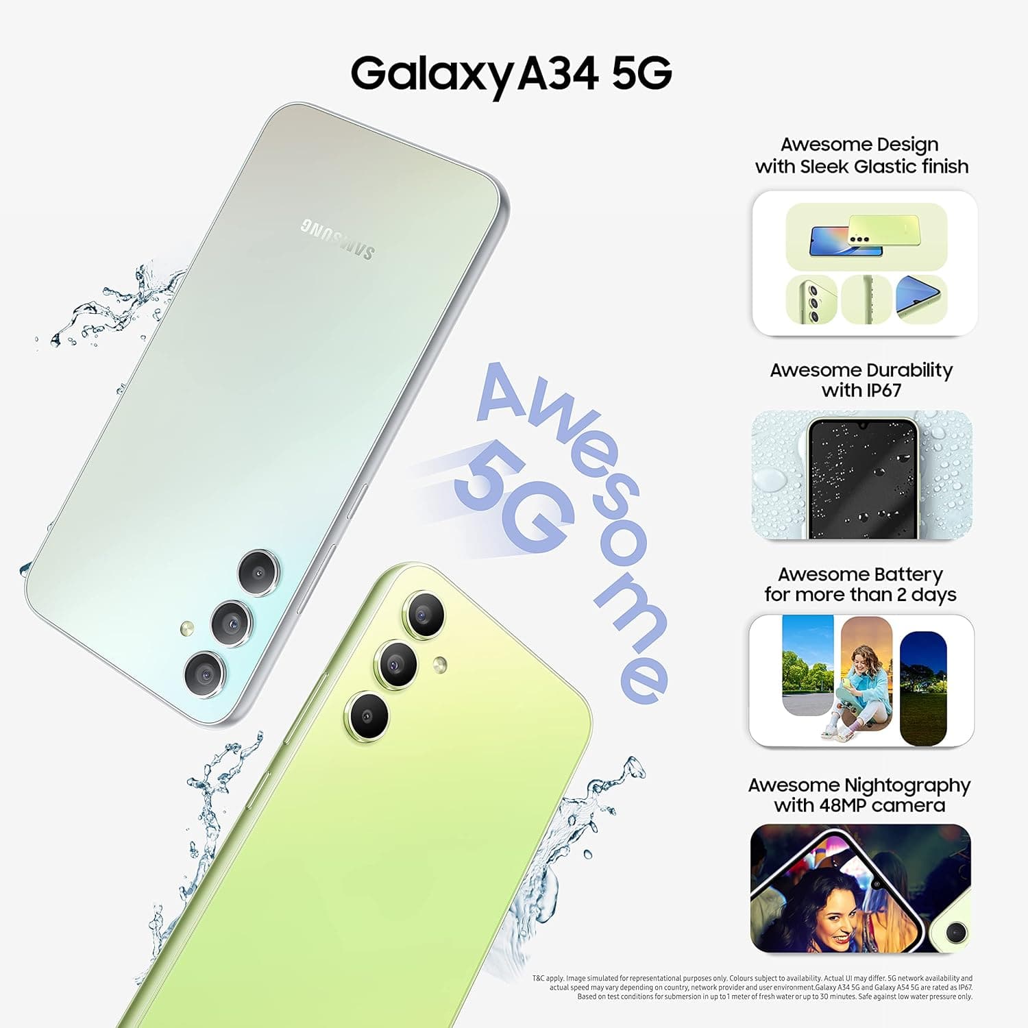 Samsung Galaxy A34 5G 128GB 6GB Dual SIM Awesome Lime Unlocked ...