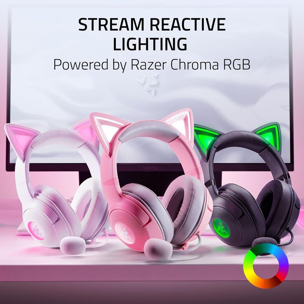 Razer Kraken Kitty V2 Wired RGB Headset – Stream Reactive Lighting, Hy ...
