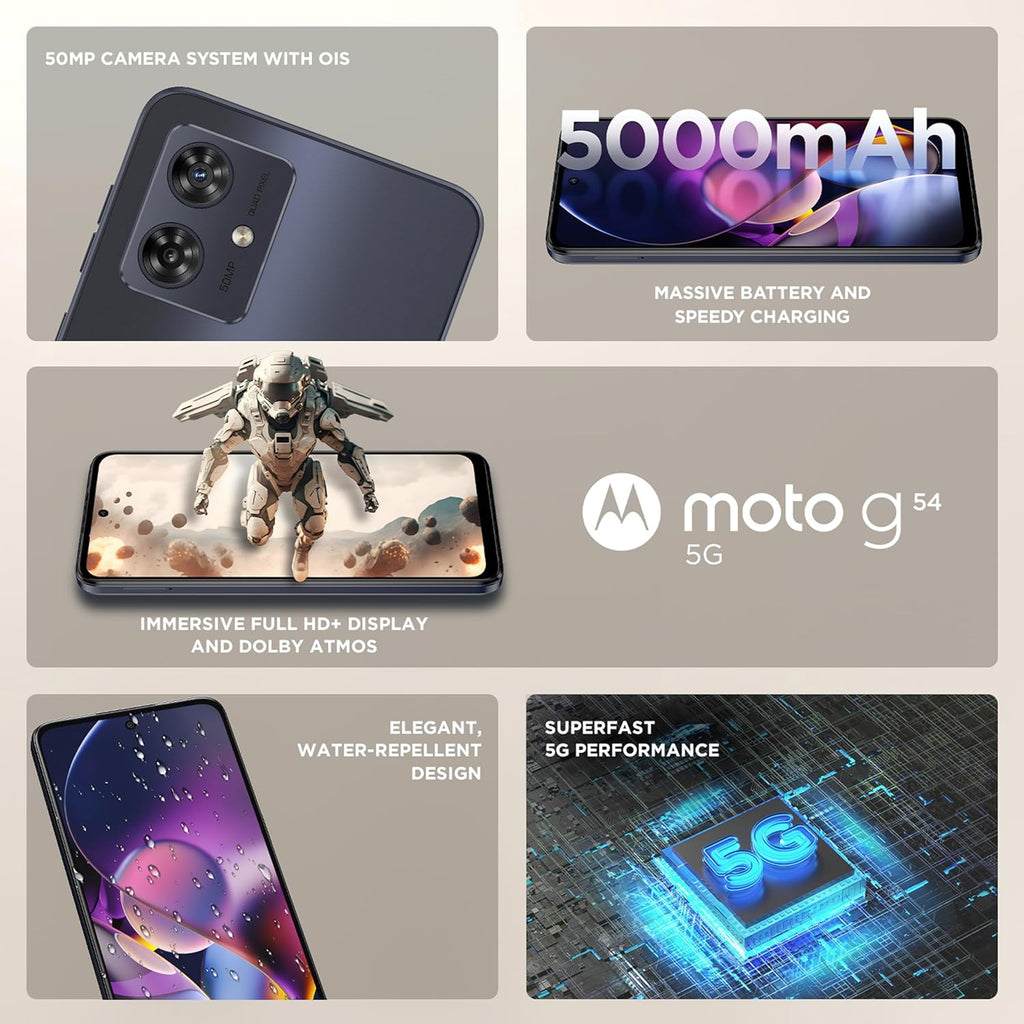 Moto G54 5G 256GB 8GB Midnight Blue Sim-Free Unlocked Mobile Phone ...