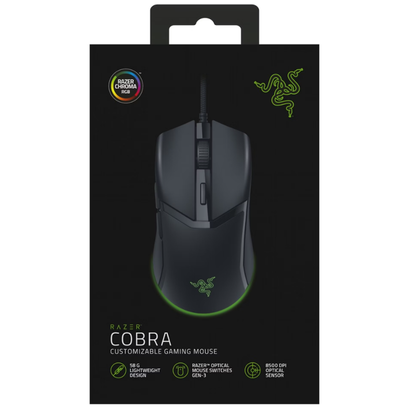 Razer Cobra Lightweight Wired Gaming Mouse, 57g, Chroma RGB Lighting ...