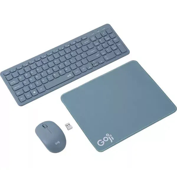 Goji Wireless Keyboard, Mouse & Mat Set – Powder Blue (2.4GHz Dongle C ...