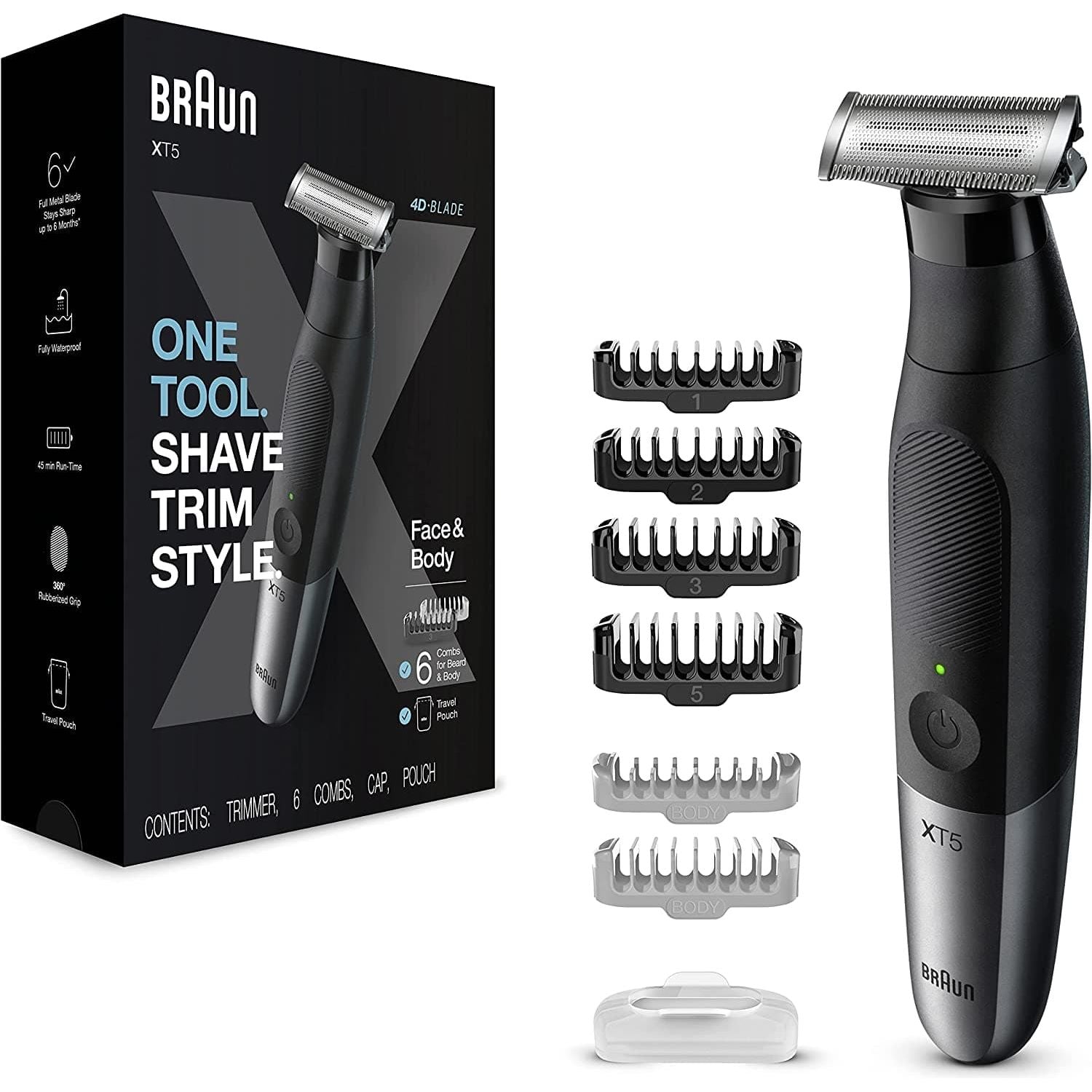 Braun Series XT5 One Blade Hybrid Beard & Stubble Trimmer - Black Razo ...